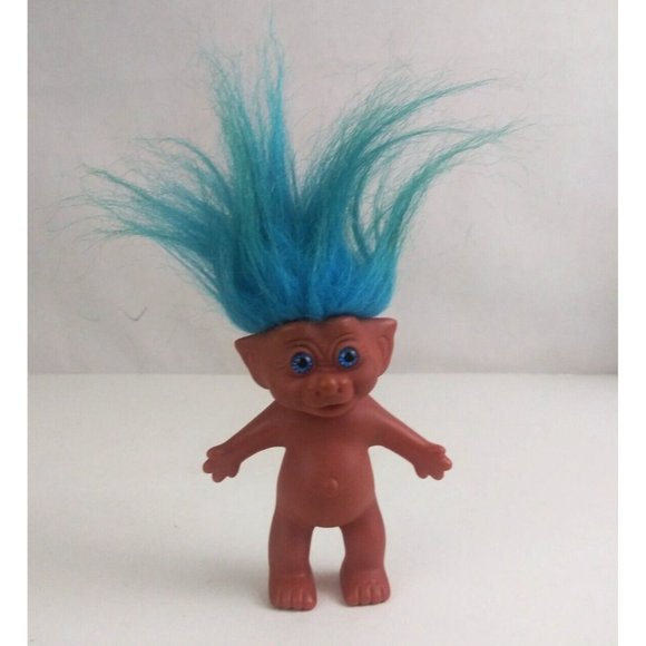 Ace Novelty | Toys | Vintage Troll Doll With Bright Blue Eyes Blue Hair ...